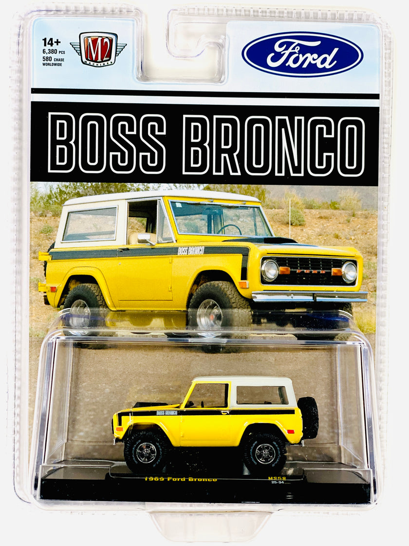 M2 Machines Hobby Exclusive 1969 Ford Bronco BOSS Beige w/ White Top T ...