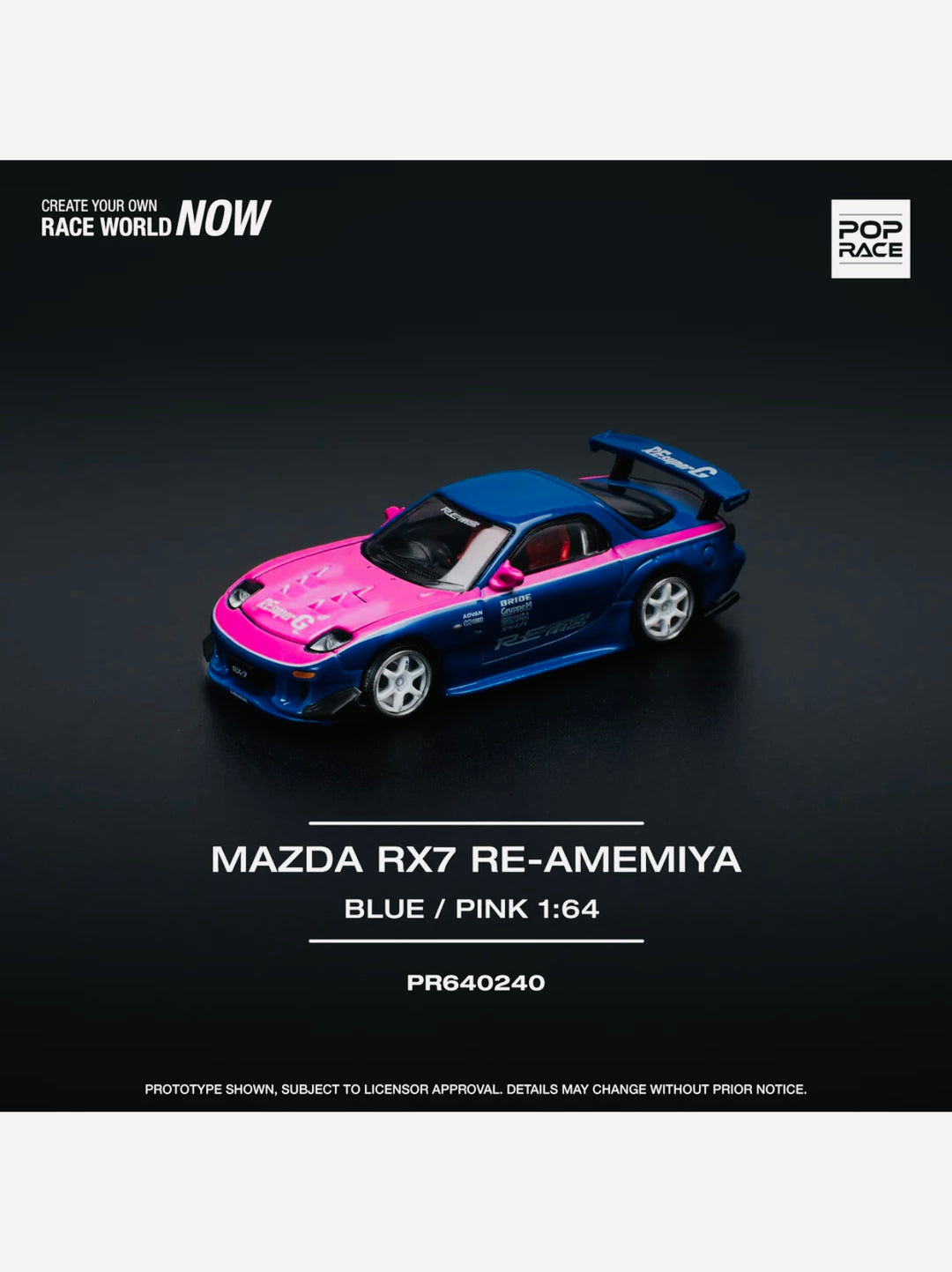 Pop Race Factory Sealed Mazda RX7 Re-Amemiya Blue/Pink #240 – Jcardiecast