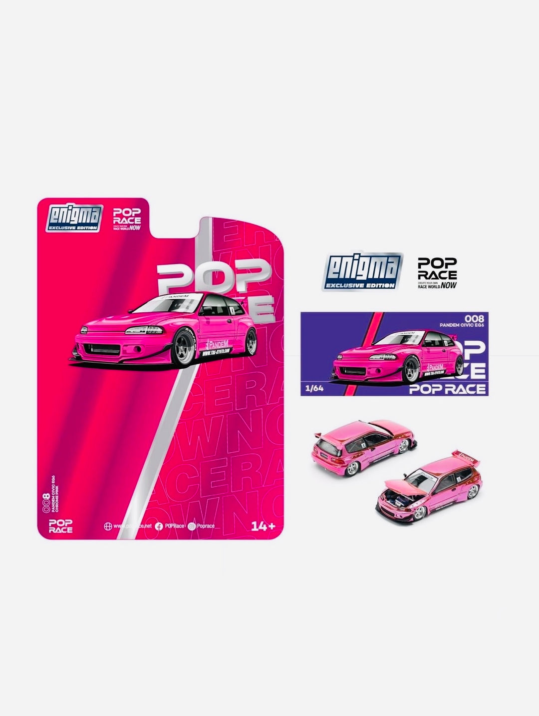 Pop Race Enigma Exclusive Pandem Civic EG6 Pink #008 Chase – Jcardiecast