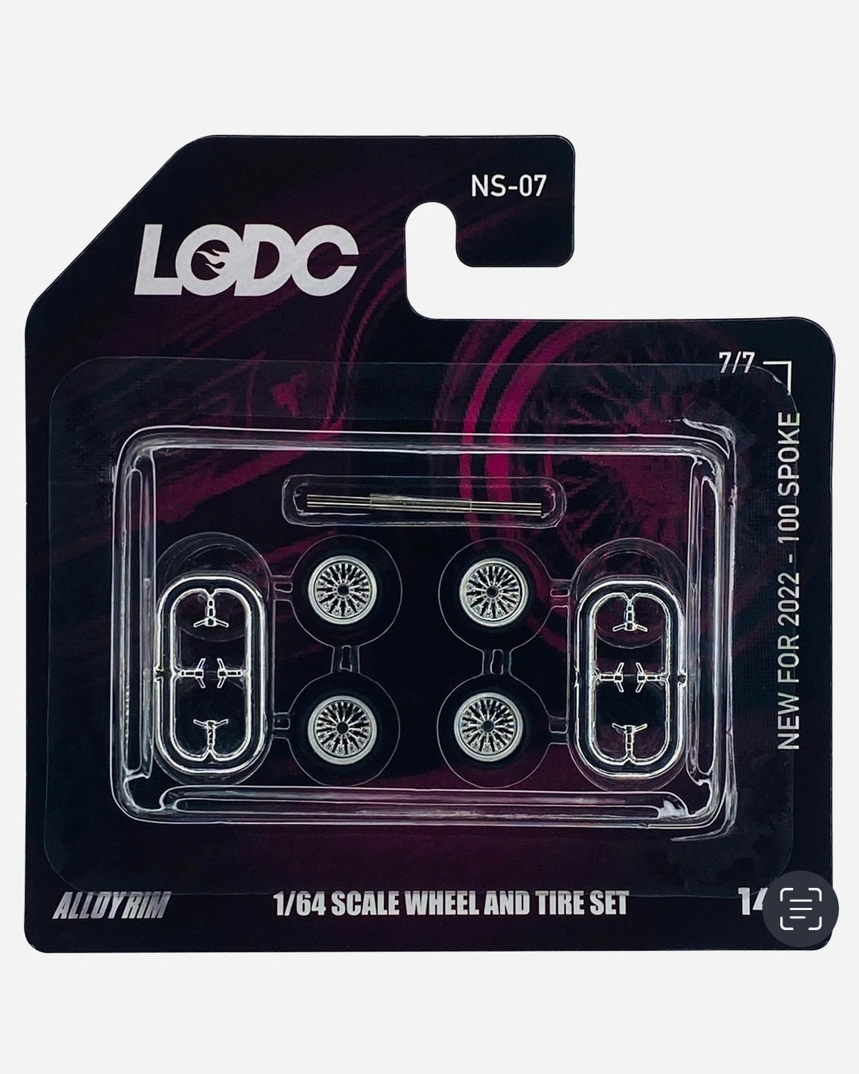 LODC Series 2 Alloy 100 Spoke Rims Wheels & Tire Set W/ Axles NS-07 (7 ...