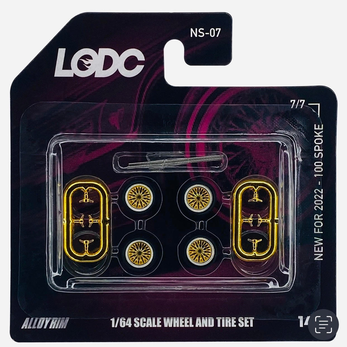 LODC Series 2 Alloy 100 Spoke Rims Wheels & Tire Set W/ Axles NS-07 (7 ...